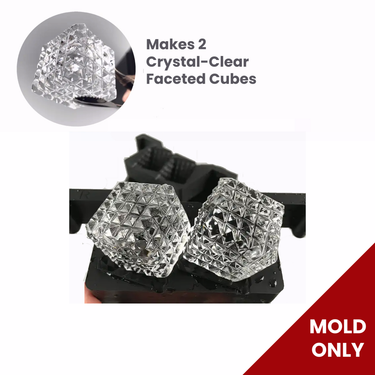 Faceted Clear Ice Mold | Craft Cocktail & Whiskey Ice | Dramson